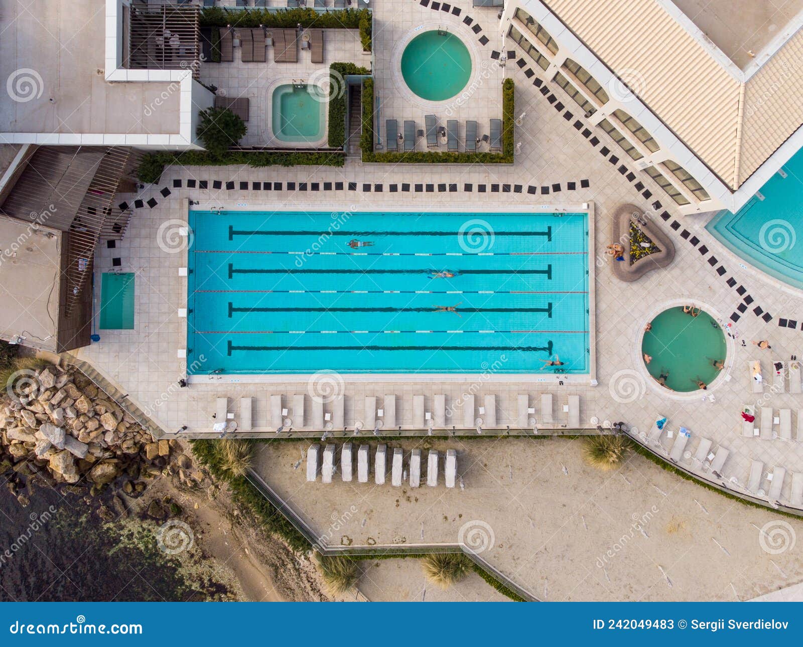 Aerial Top View of Several Pools in the Spa Center Stock Image - Image ...