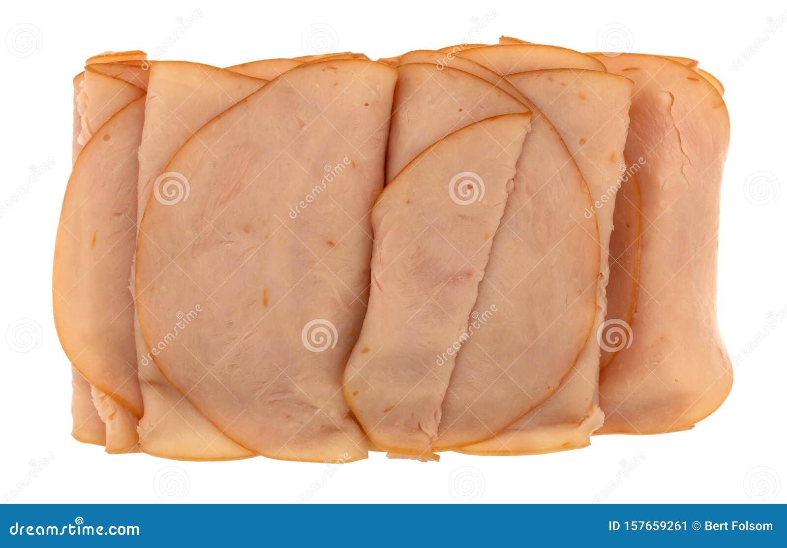 Thin Sliced Smoked Turkey Slices on a White Background Stock Image ...