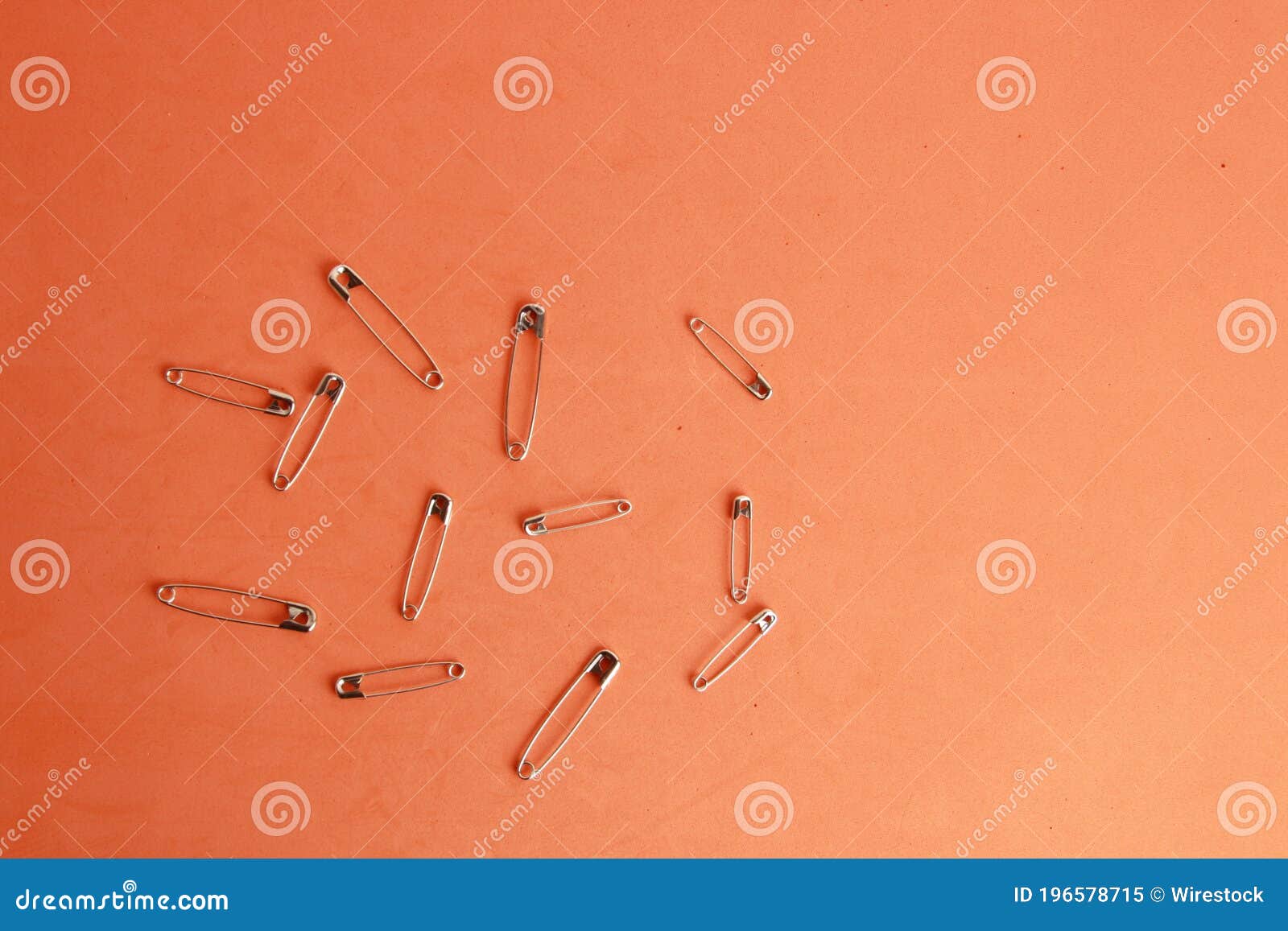 Top View of the Sewing Pins on the Red Surface Stock Image - Image of ...