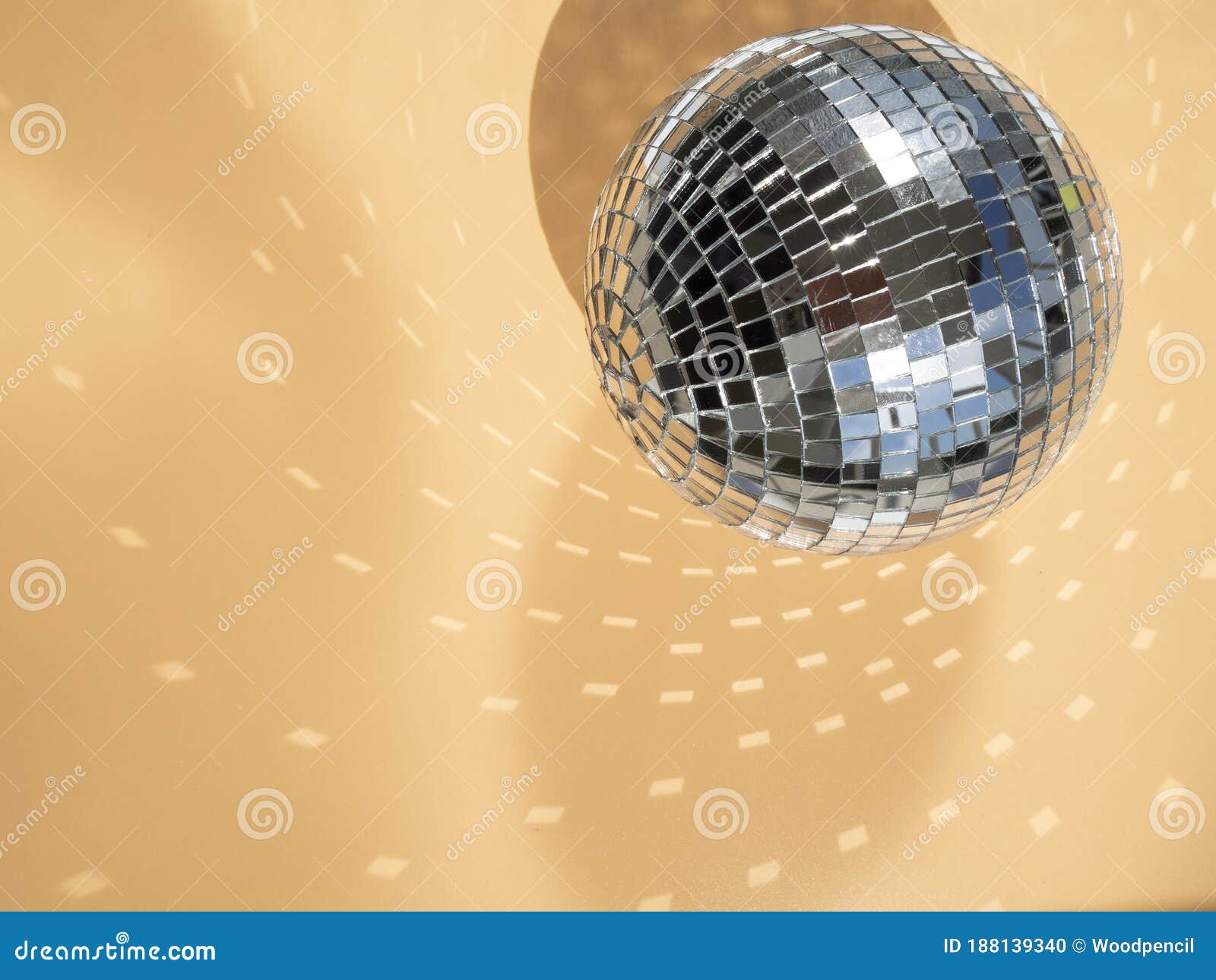 Top View Shiny Disco Ball with Sparkles Reflections on a Surface Stock ...