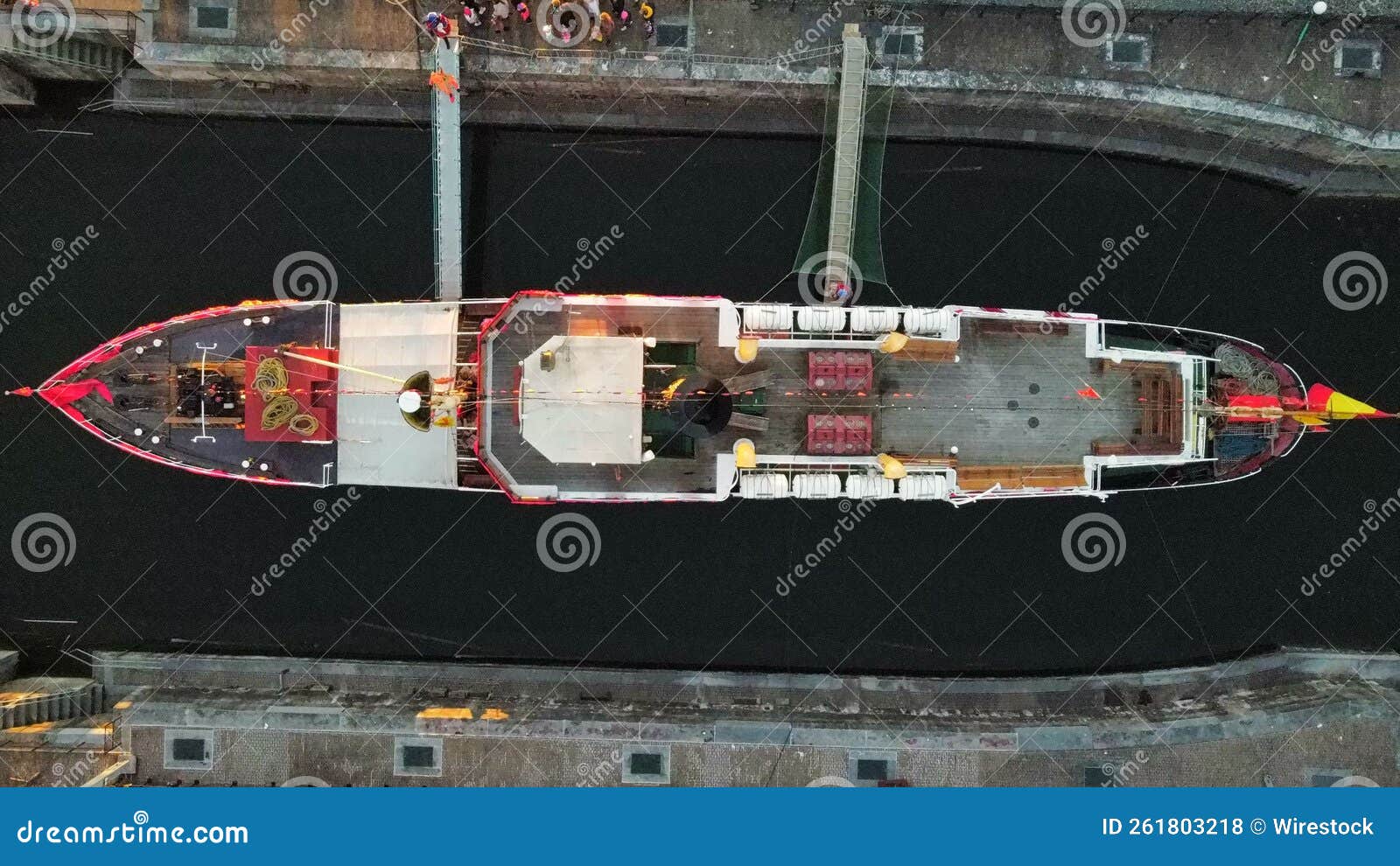 Top View of a Ship at the Harbor Stock Photo - Image of coast, boat ...
