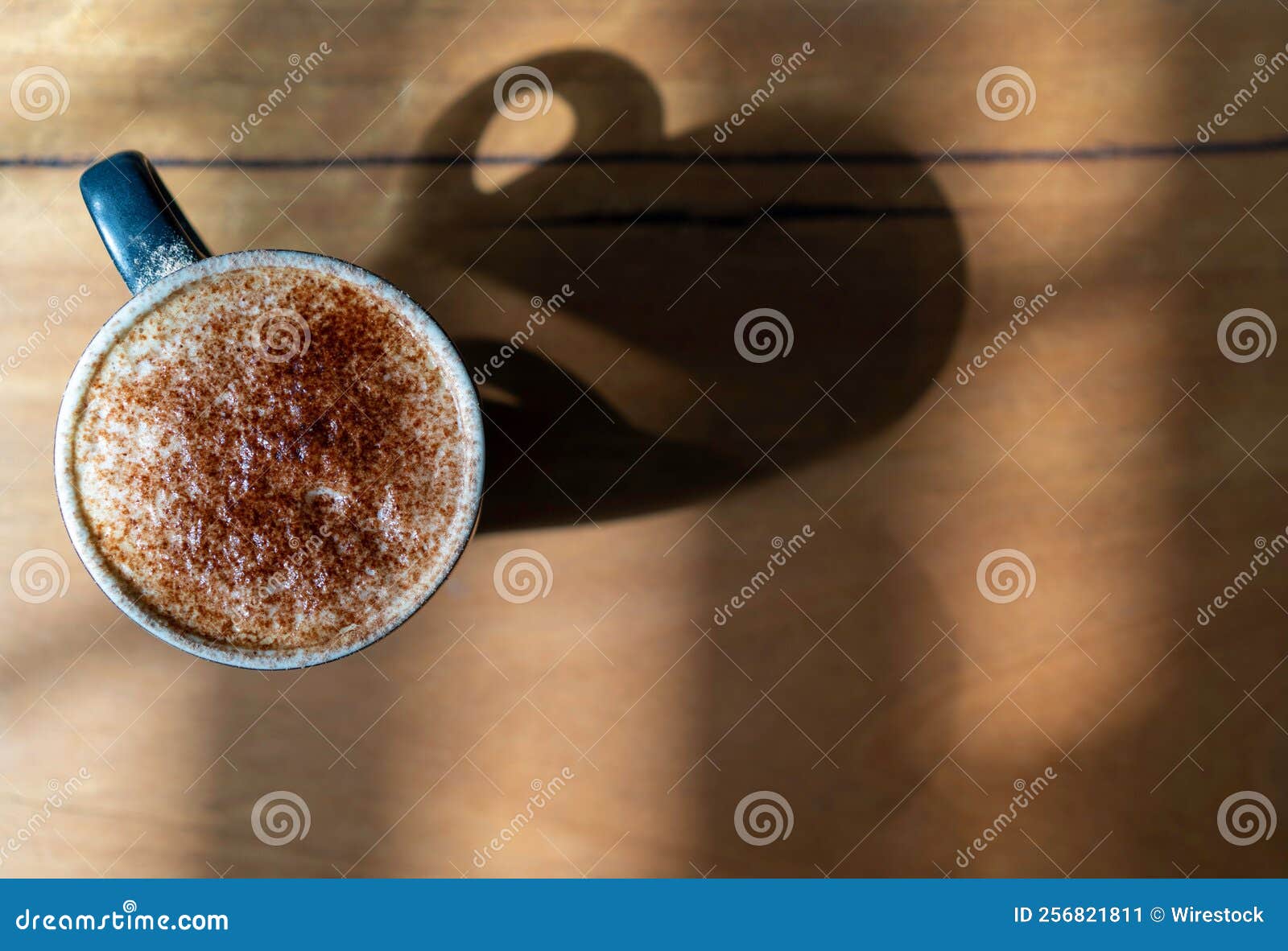 Top View Shot of a Cup of Coffee on a Table Stock Image - Image of ...