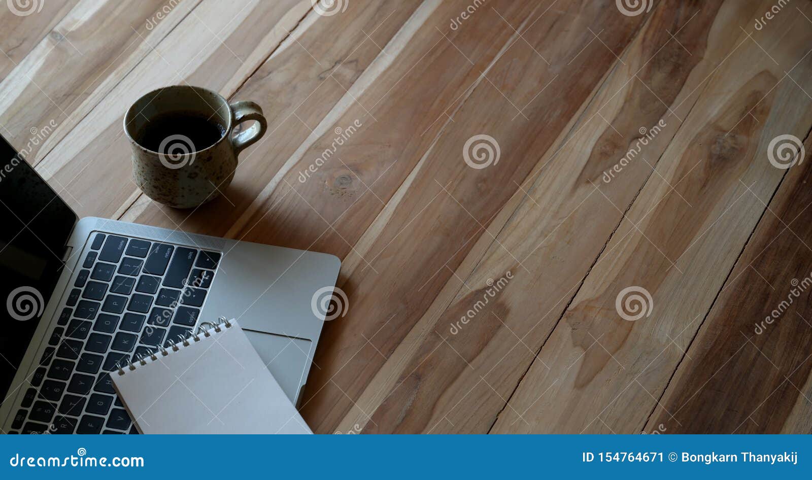 Top View Shot of Office Desktop with Laptop Stock Image - Image of ...