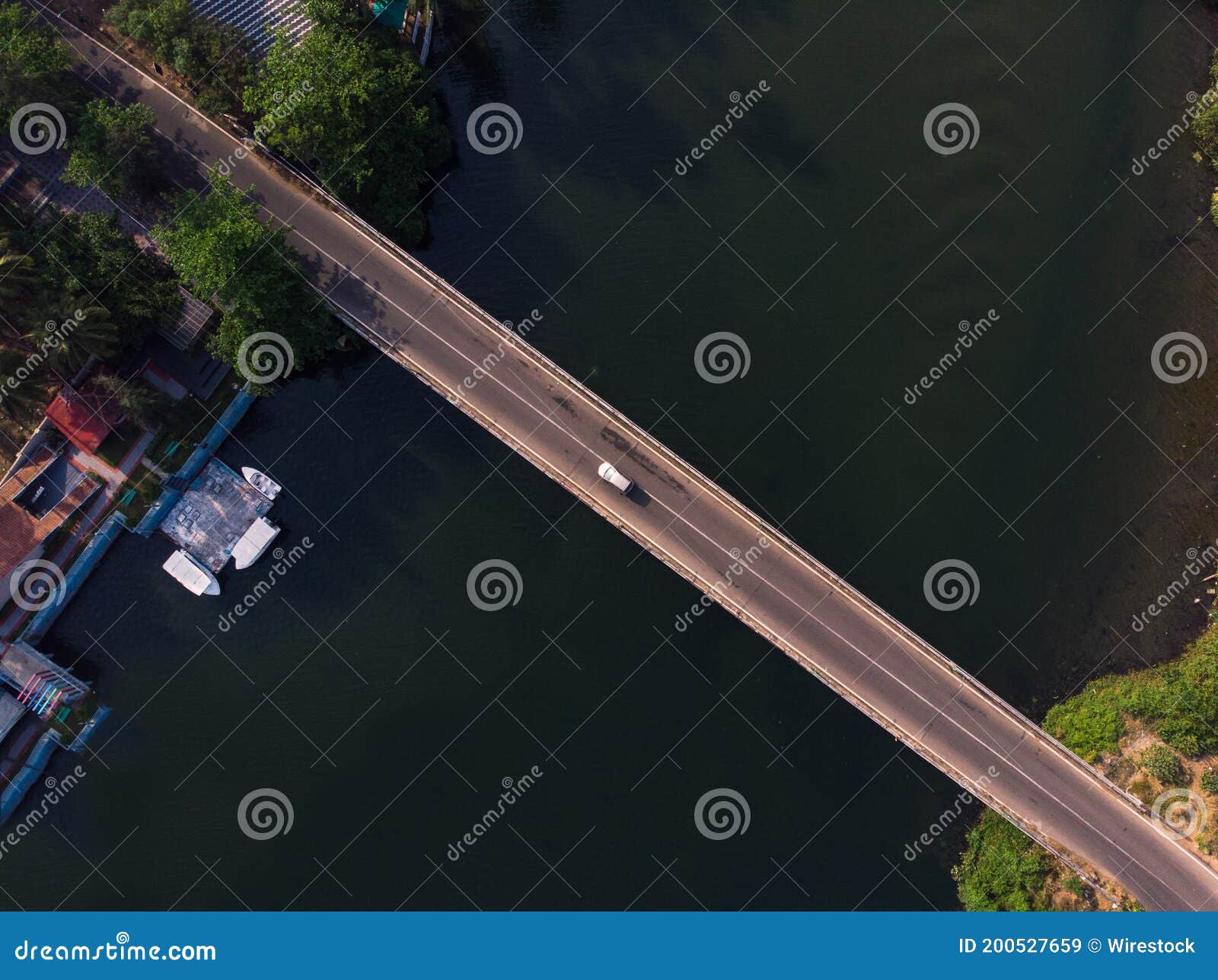 Top View Shot of a Road Over the River in India Editorial Stock Image ...