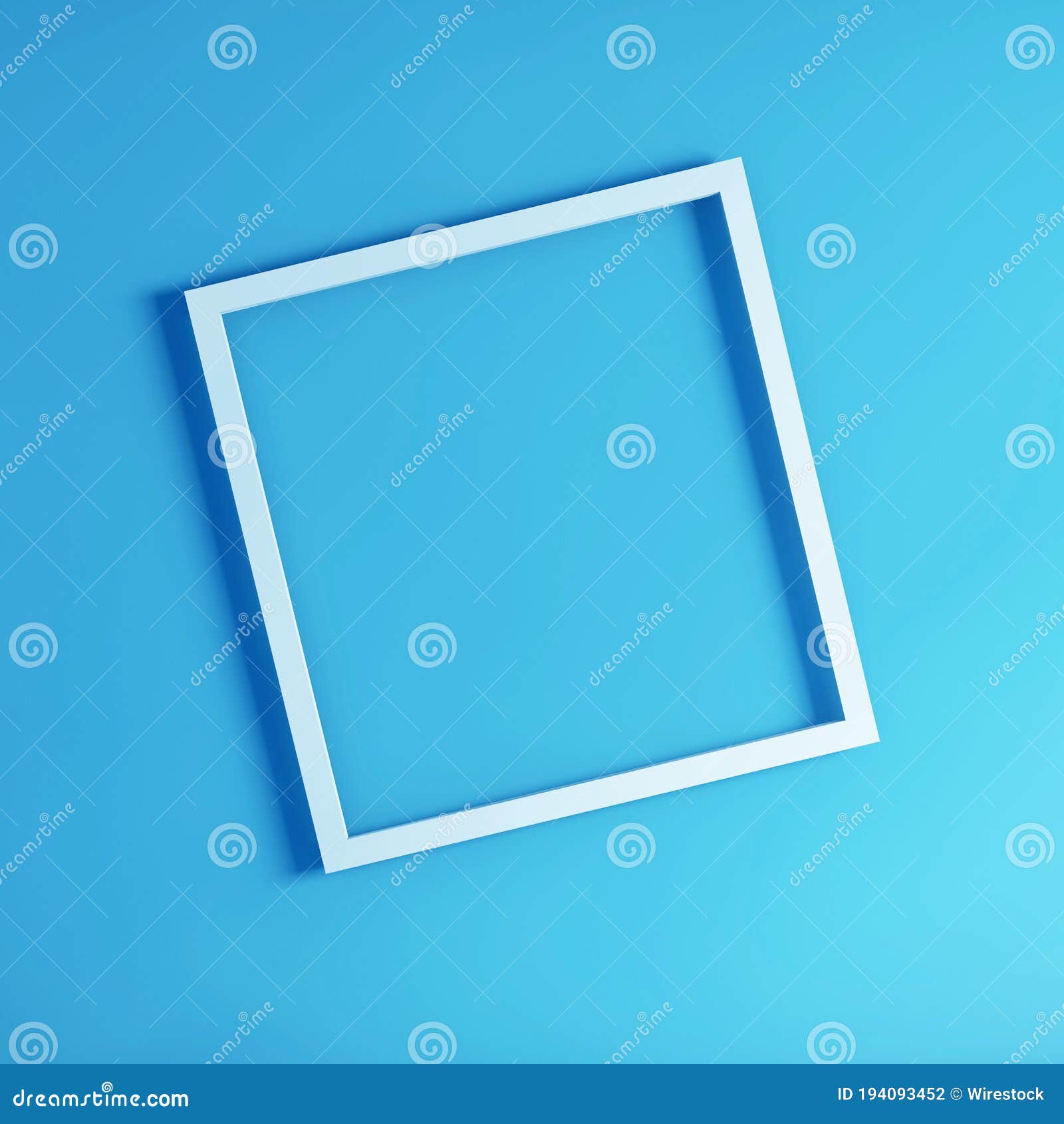 Top View Shot of a White Frame Board on a Light Blue Background Stock ...