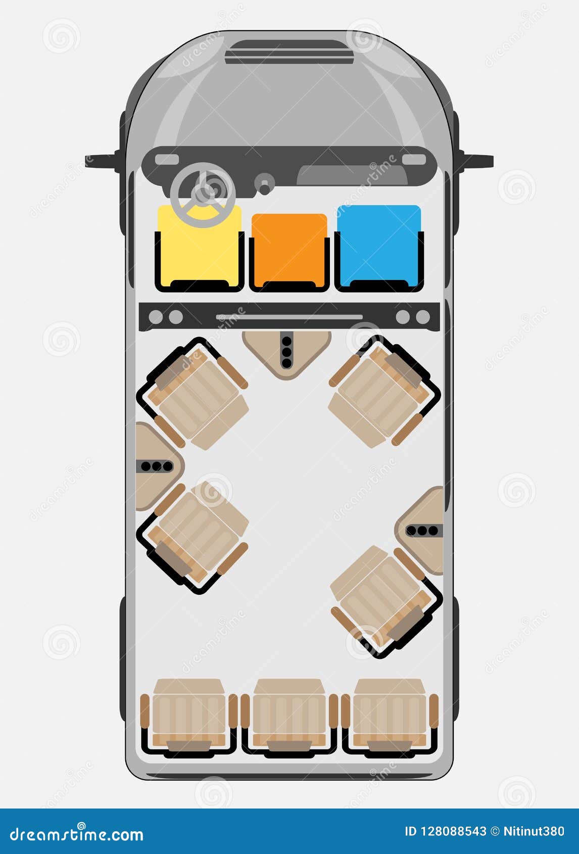 Seat Map of Passenger Big Van Car Stock Illustration - Illustration of ...
