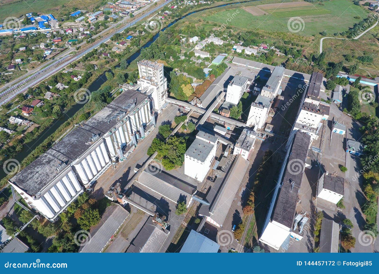 Top View of a Silo Elevator. Aerophotographing Industrial Object Stock ...