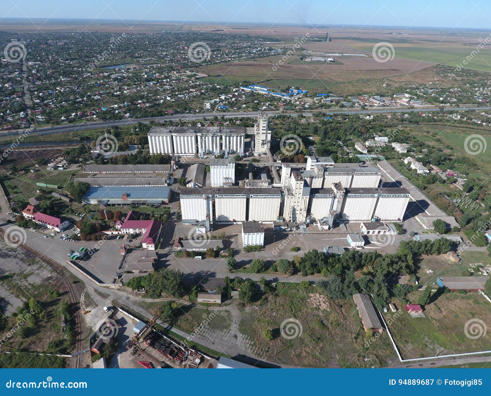 Top View of a Silo Elevator. Aerophotographing Industrial Object. Stock ...