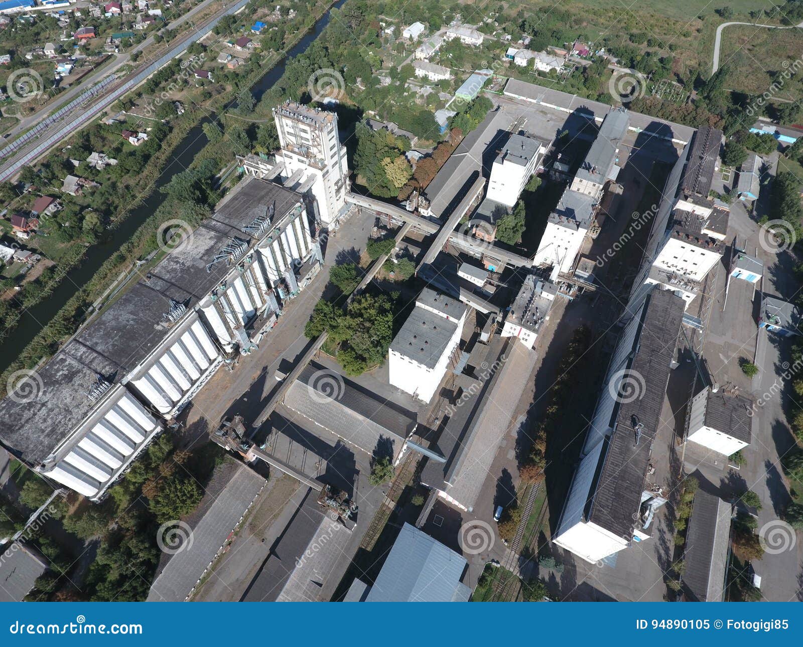 Top View of a Silo Elevator. Aerophotographing Industrial Object. Stock ...