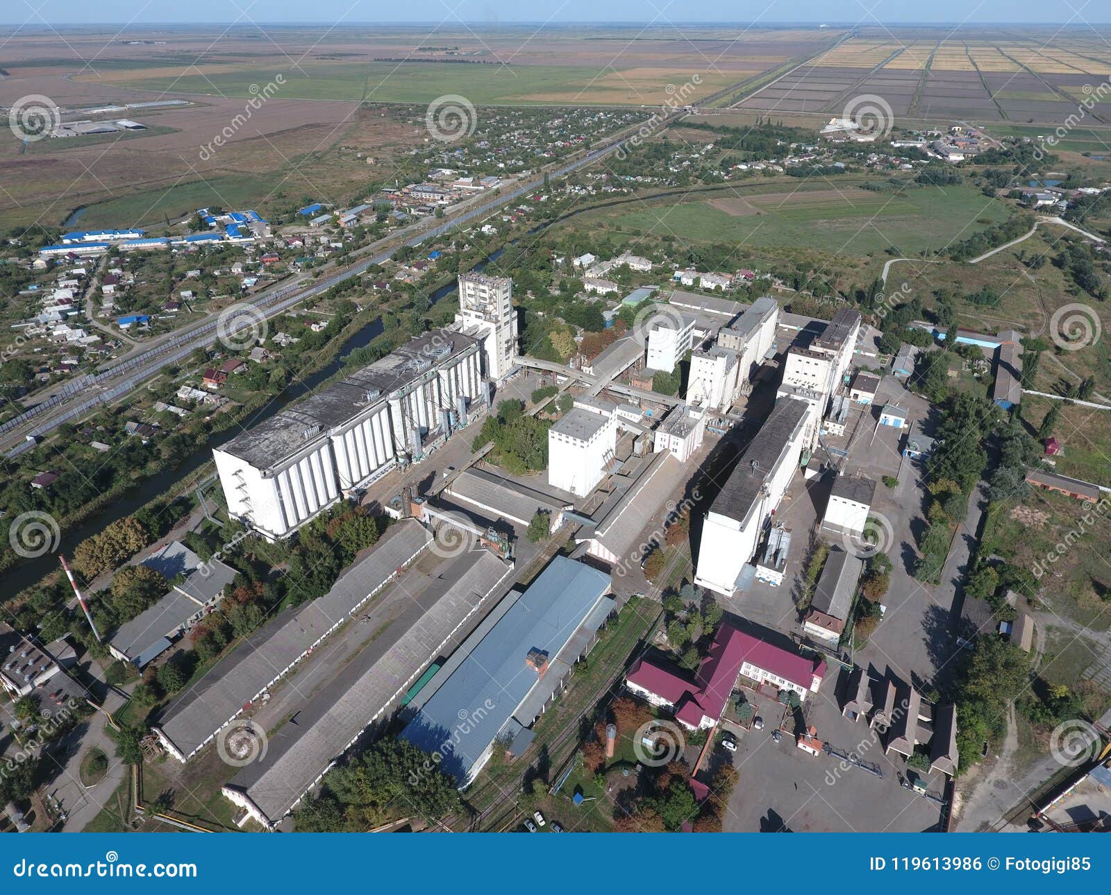 Top View of a Silo Elevator. Aerophotographing Industrial Object. Stock ...