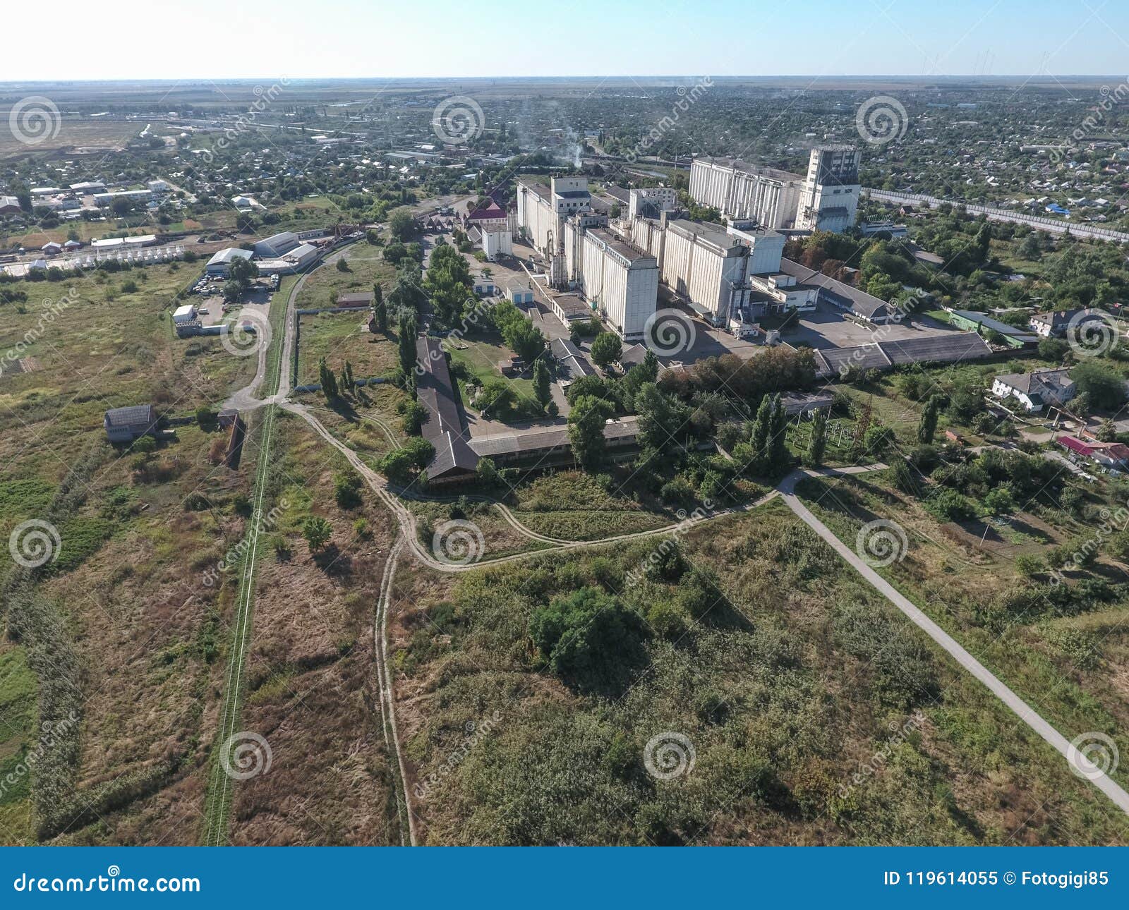 Top View of a Silo Elevator. Aerophotographing Industrial Object. Stock ...