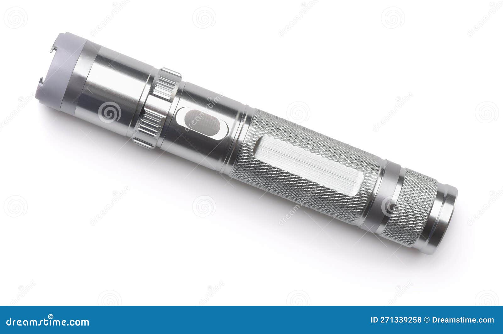 Top View of Silver Metal Led Flashlight Stock Photo - Image of steel ...