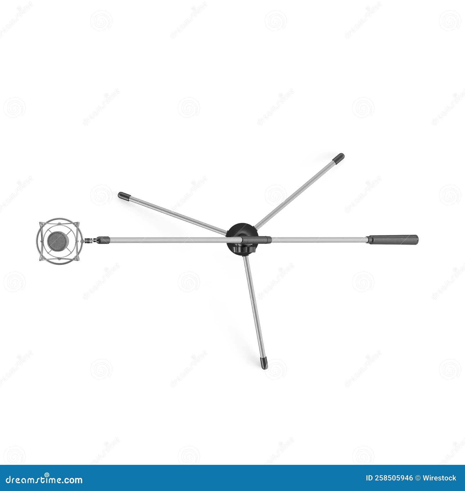 Top View of a Silver Microphone Fixed on a Stand with Tripod Base ...