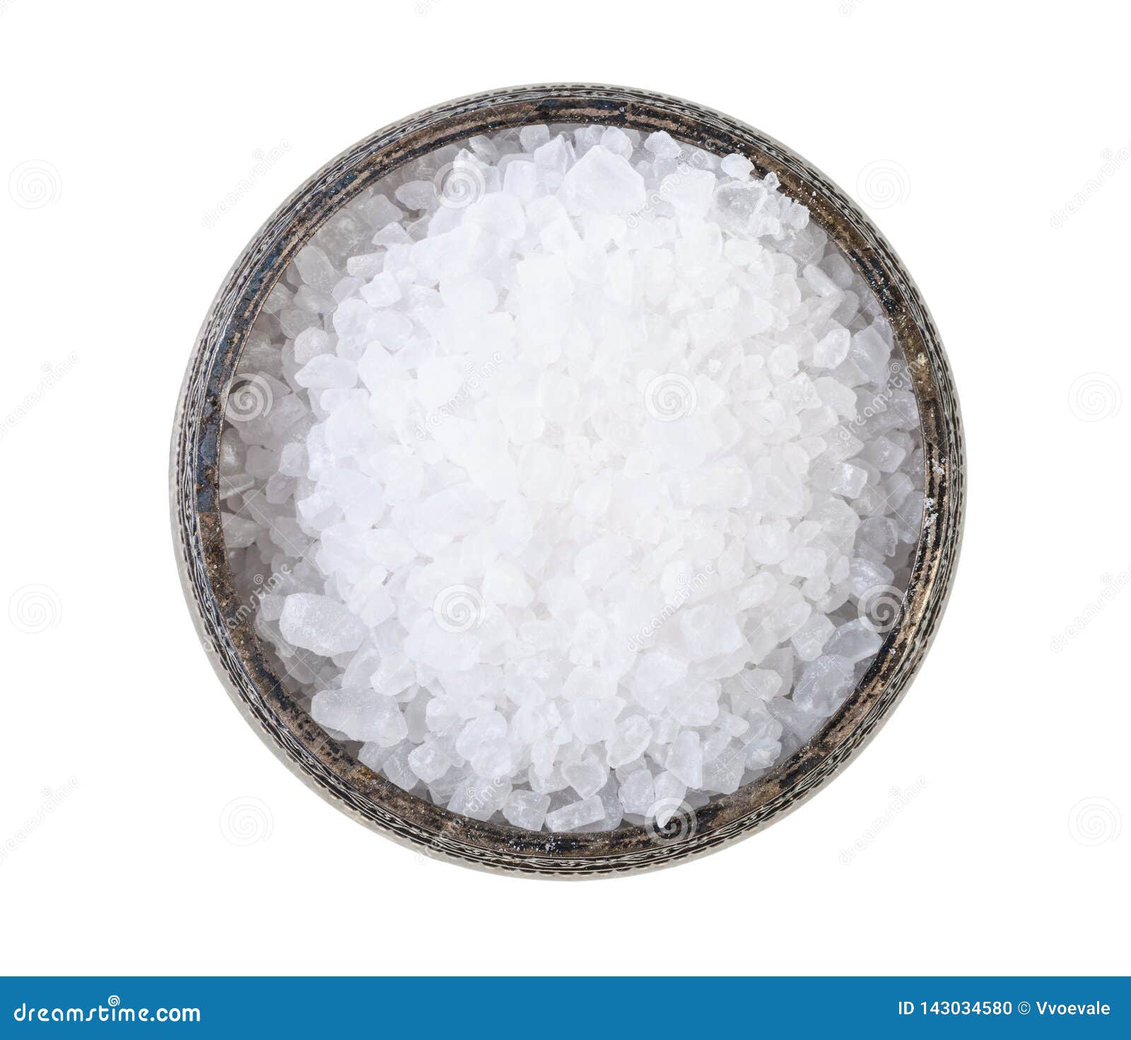 Top View Silver Salt Cellar with Coarse Sea Salt Stock Photo - Image of ...