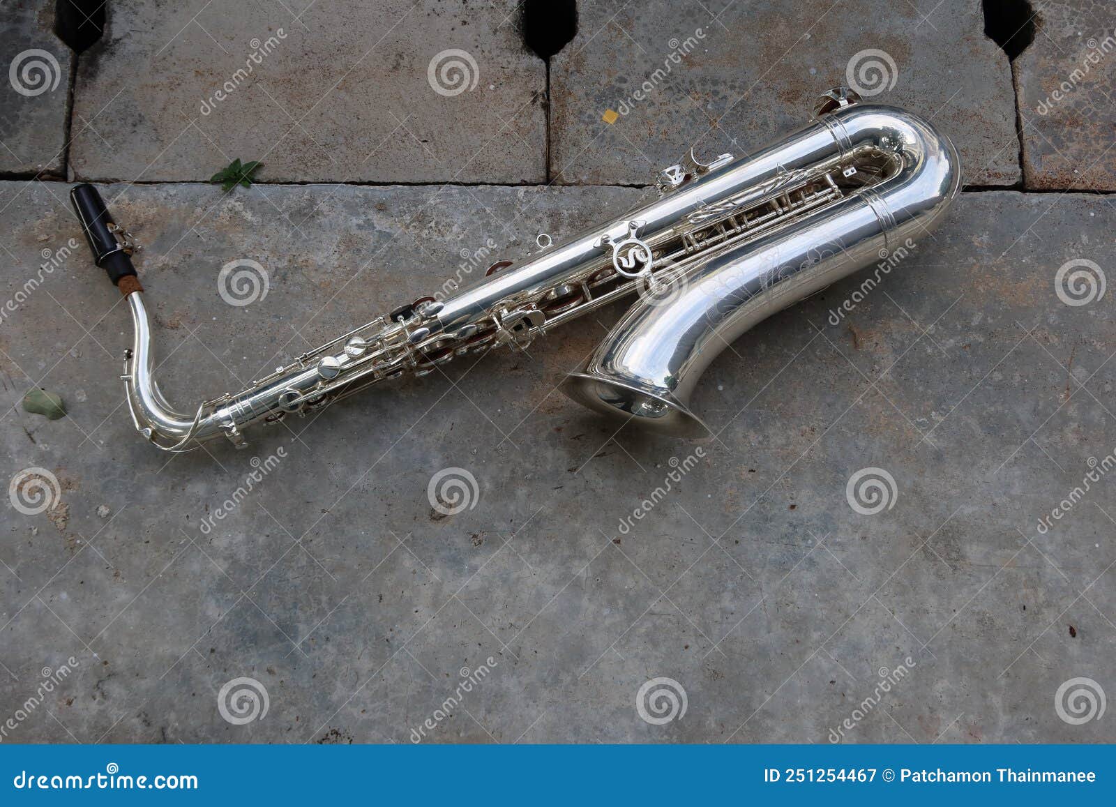 Top View of a Silver Saxophone Instrument Placed on a Selectable Focal ...