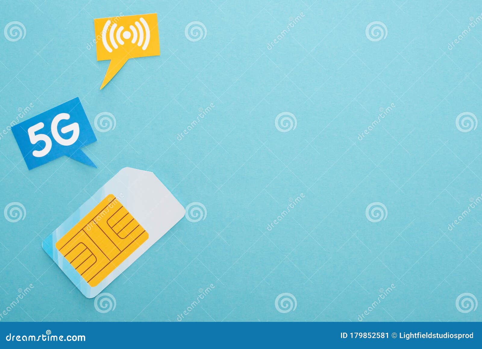 Top View of Sim Card and Speech Bubbles with 5g Lettering Stock Image ...