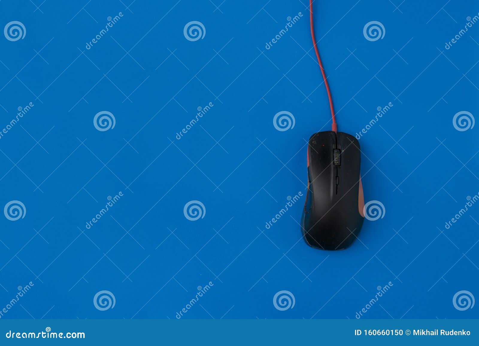 Top View of the Simple Computer Mouse on the Color Background with Copy ...