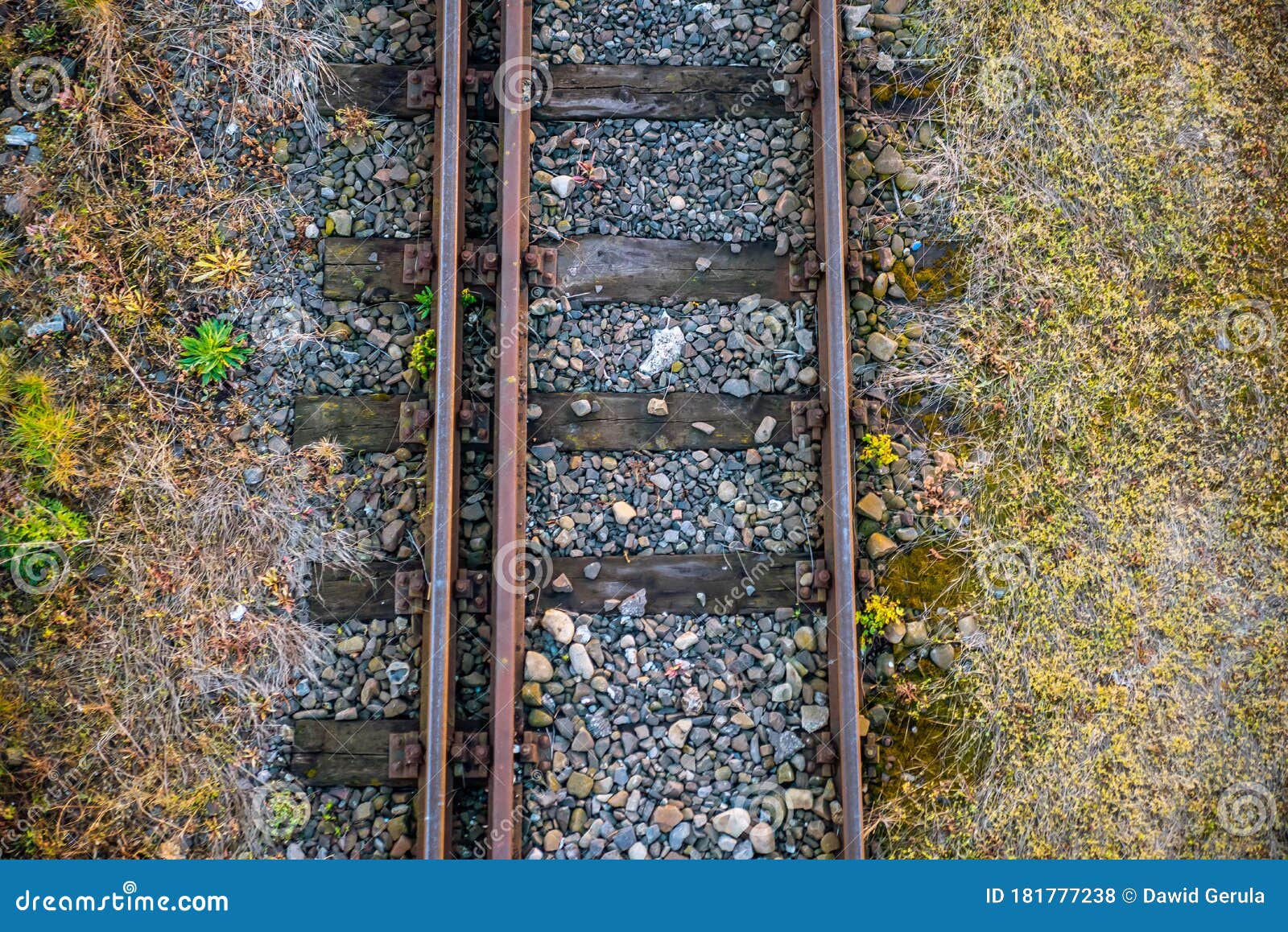 Top View of Single Train Rail, Track View from Above Stock Photo ...