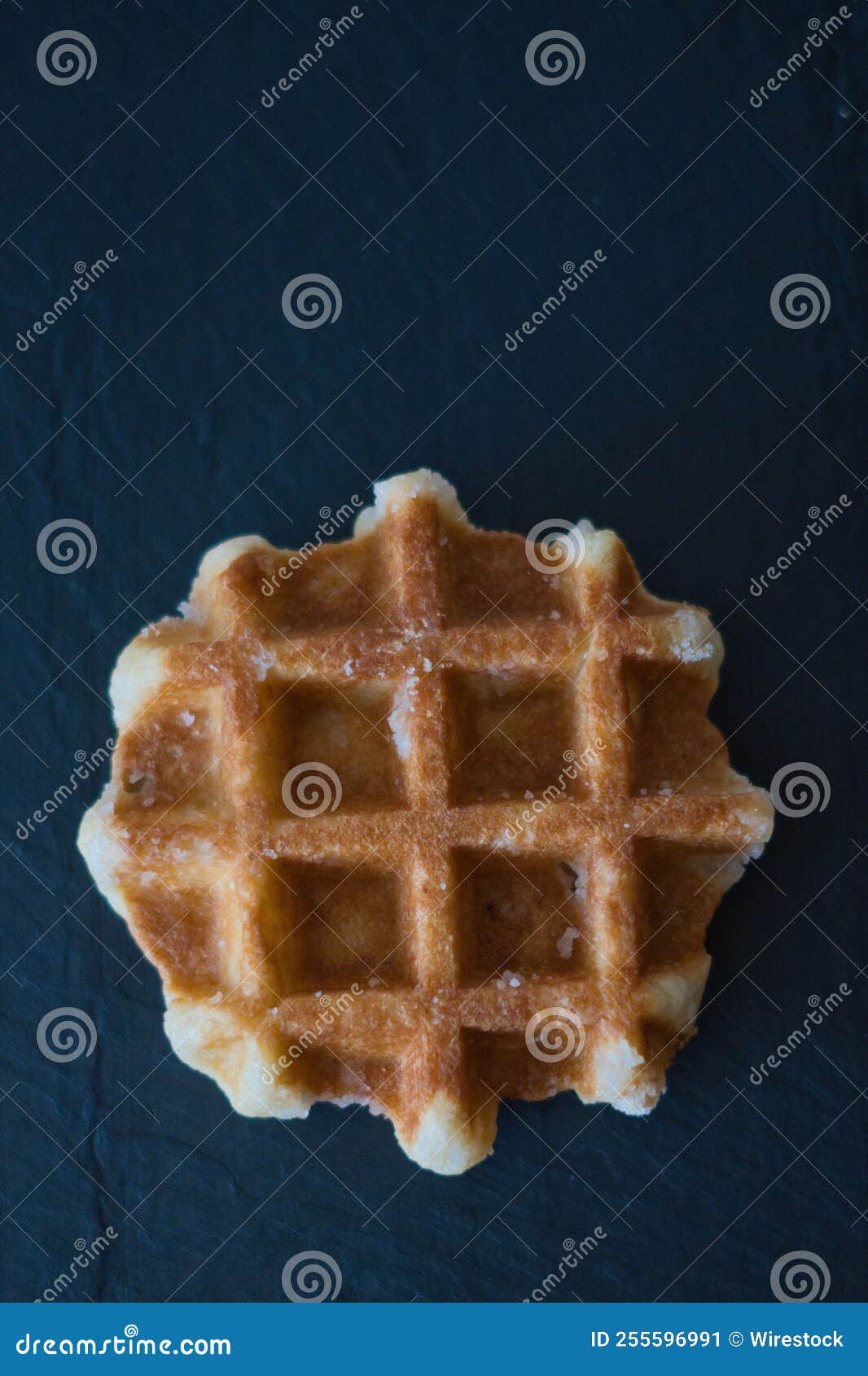 Top View of a Single Waffle Isolated on the Black Background Stock ...