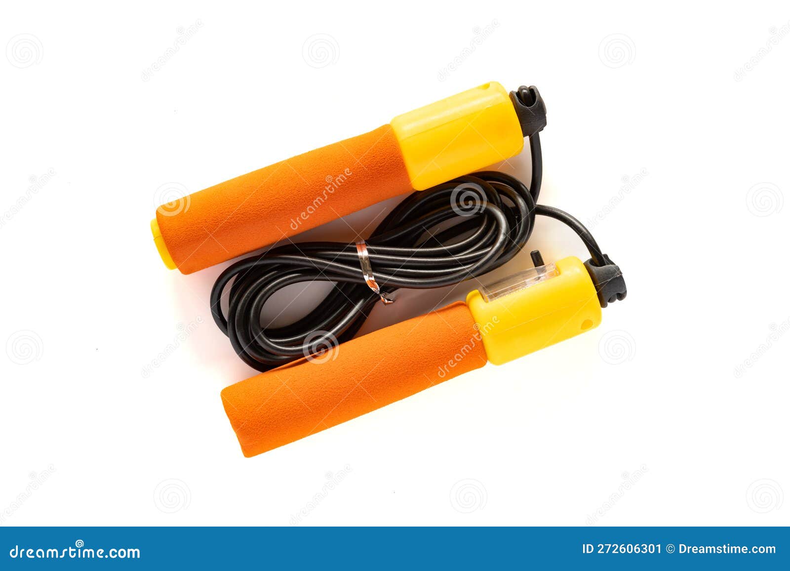 Top View Skipping Rope with Digital Counters on White Background Stock ...