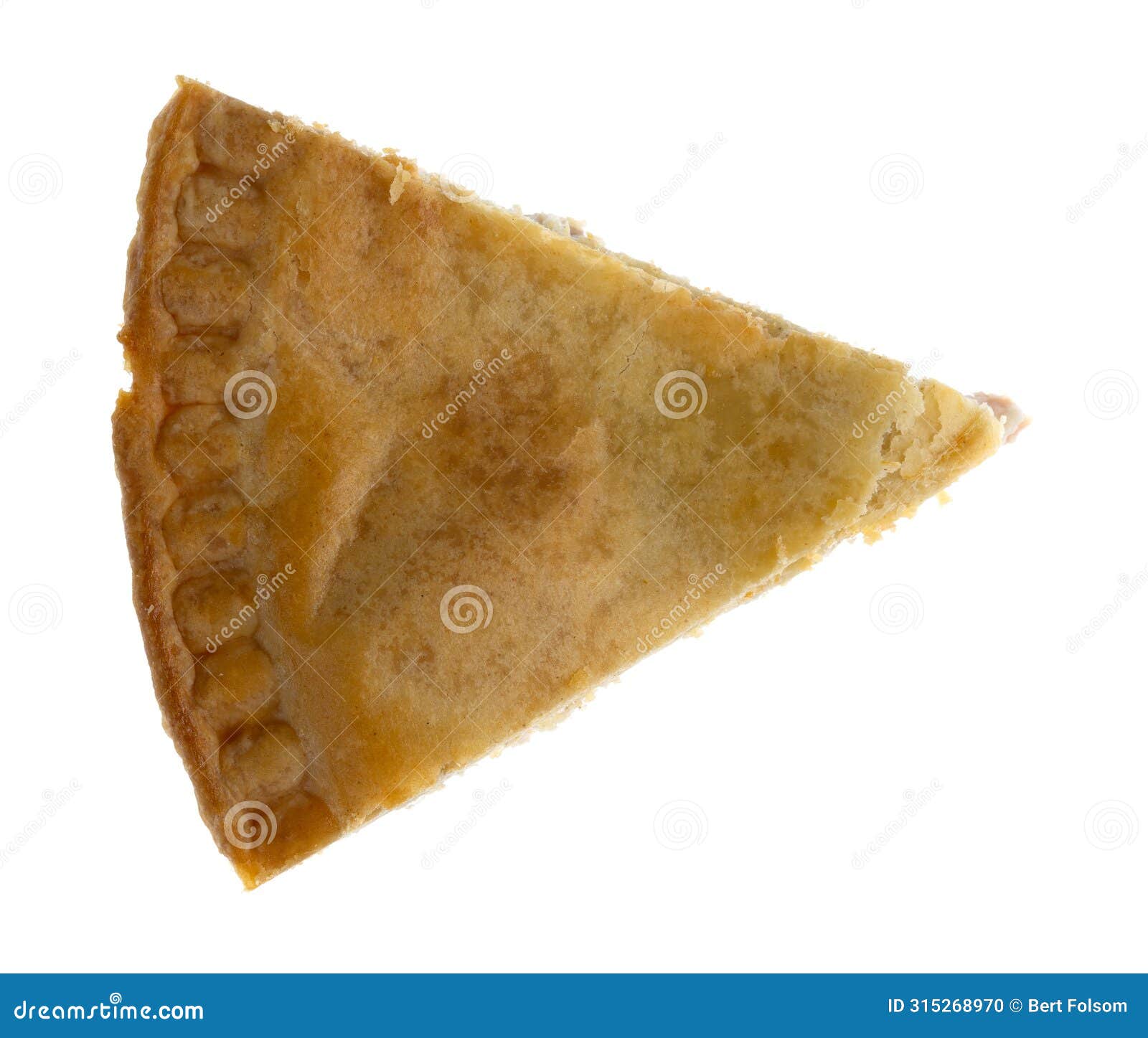 Top View of a Slice of Cold Chicken Meat Pie Isolated on a White ...