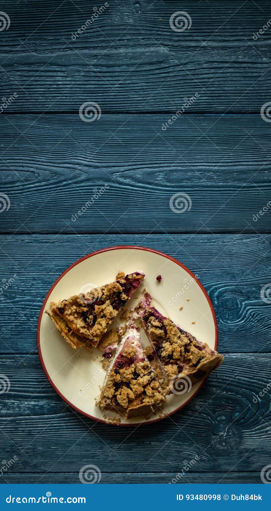 Top View of Sliced Cake on the Plate Stock Photo - Image of bake, blue ...