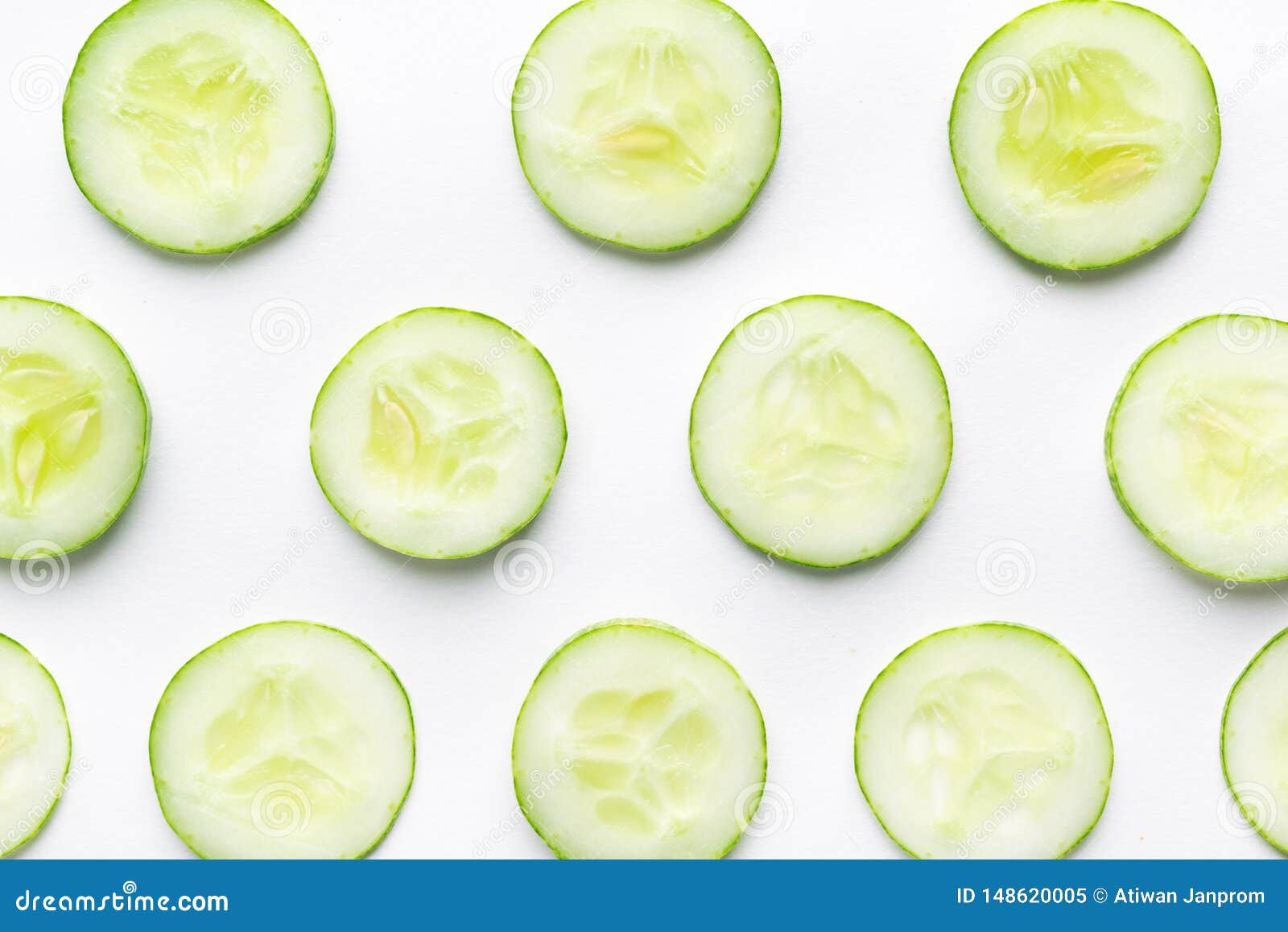 Top View of Sliced Cucumber on White Background Stock Image - Image of ...