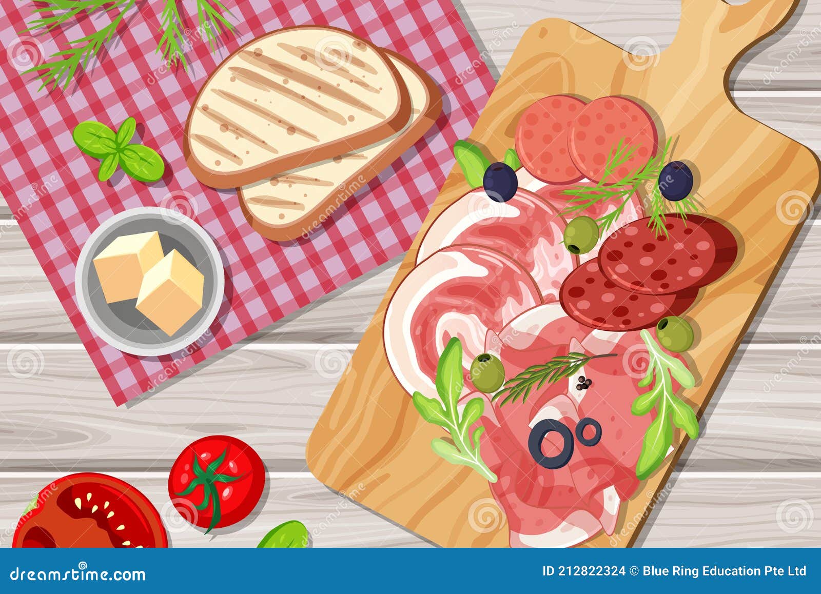 Top View of Sliced Meat Set on the Table Stock Vector - Illustration of ...