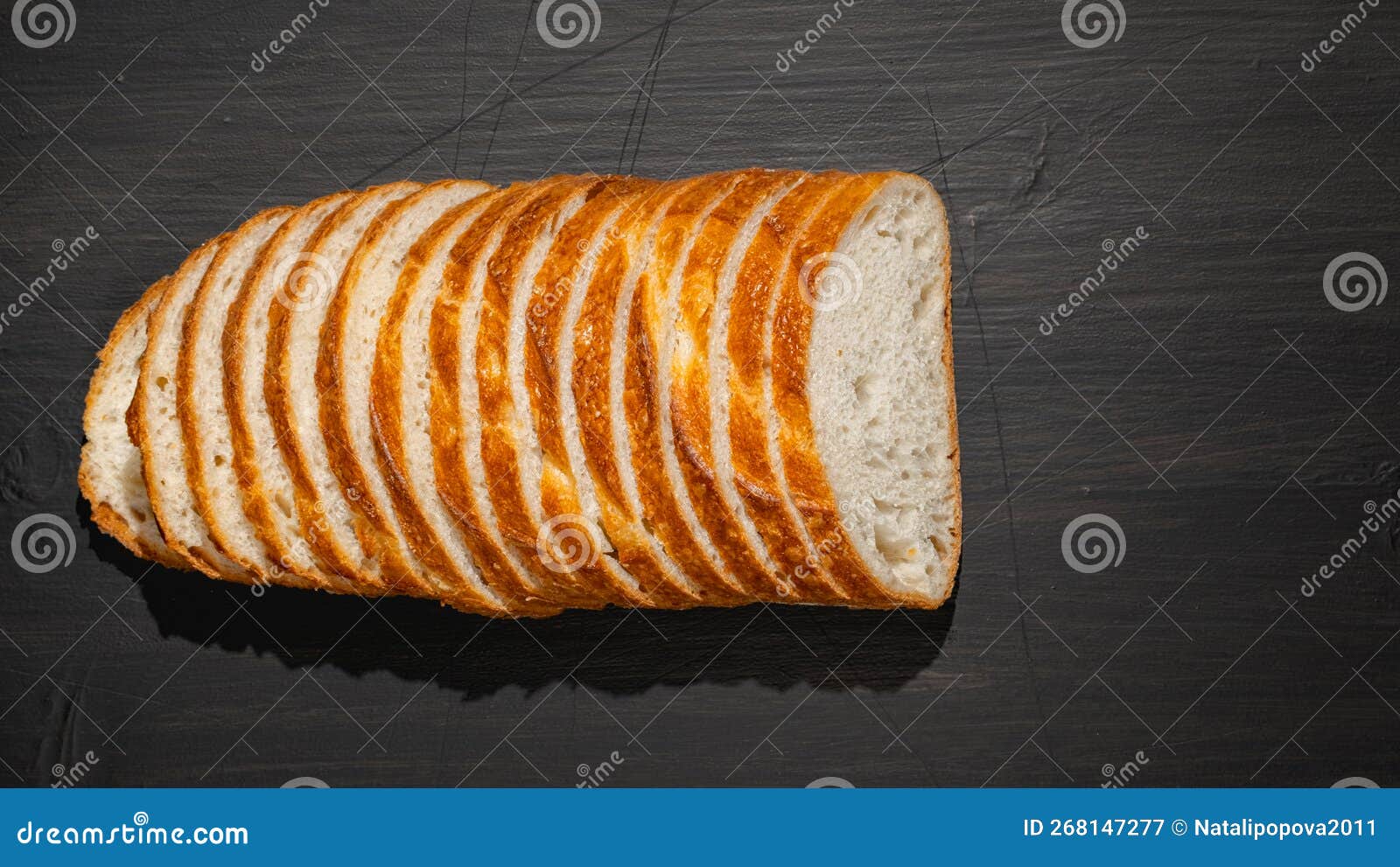 Top View of Slices of White Bread on Wooden Chopping Board Stock Image ...