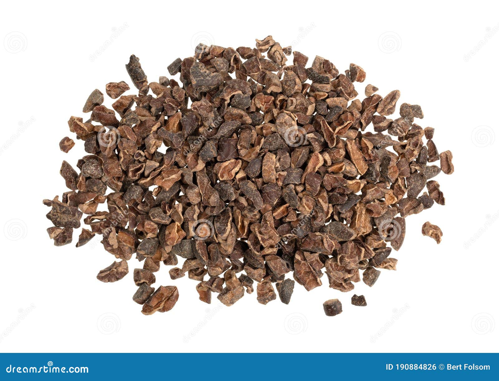 Top View of a Small Portion of Cocoa Nibs on a White Background Stock ...