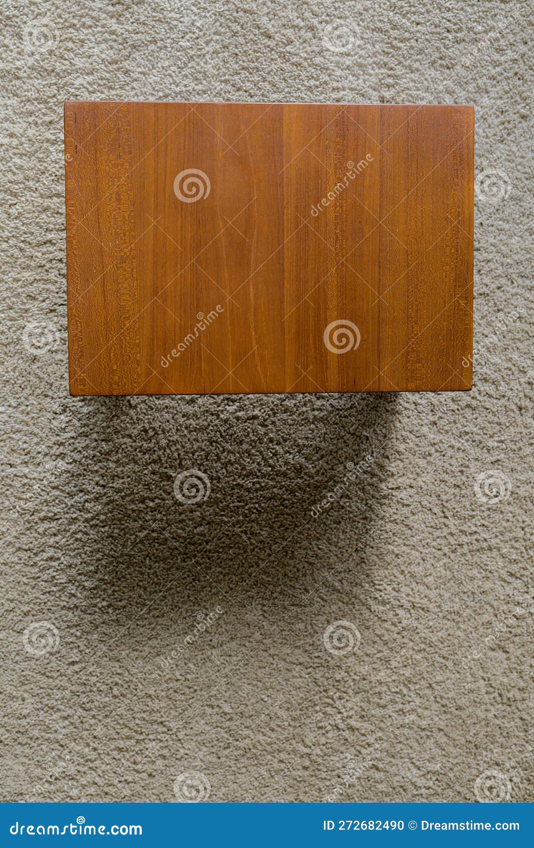 Top View of Small Teak Table on Beige Carpet. Stock Photo - Image of ...
