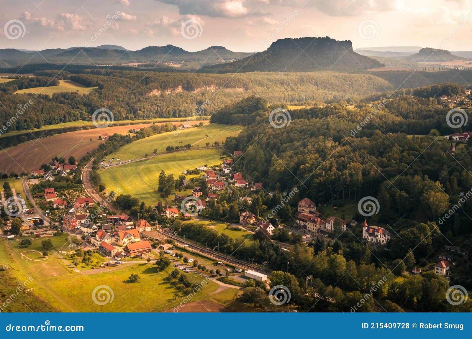 Top View of a Small Town in the Valley Stock Photo - Image of ...