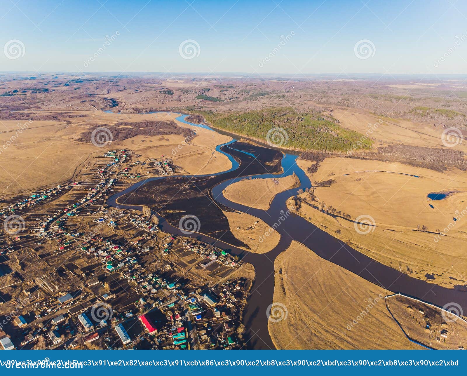Top View of the Small Village. Aerophotographing Above the Village ...