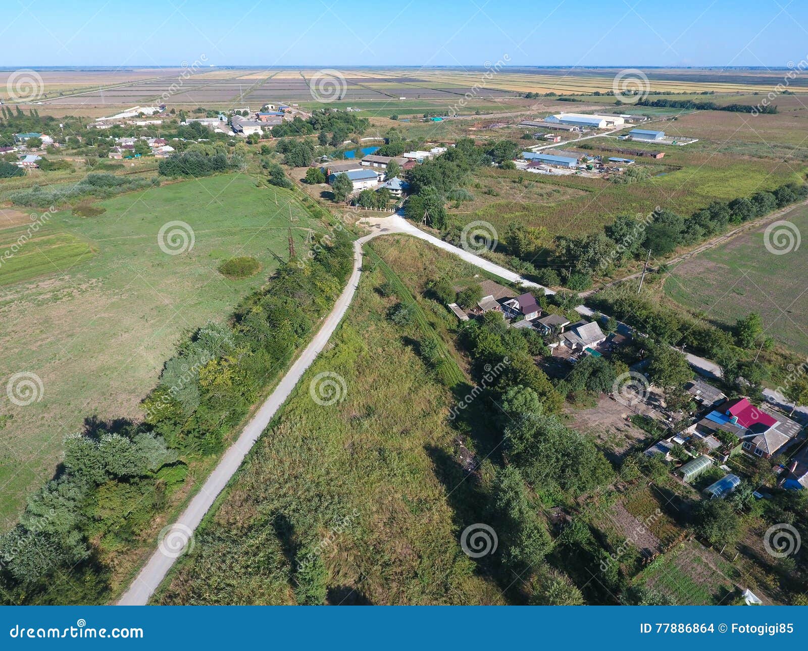 Top View of the Small Village Stock Photo - Image of land, background ...