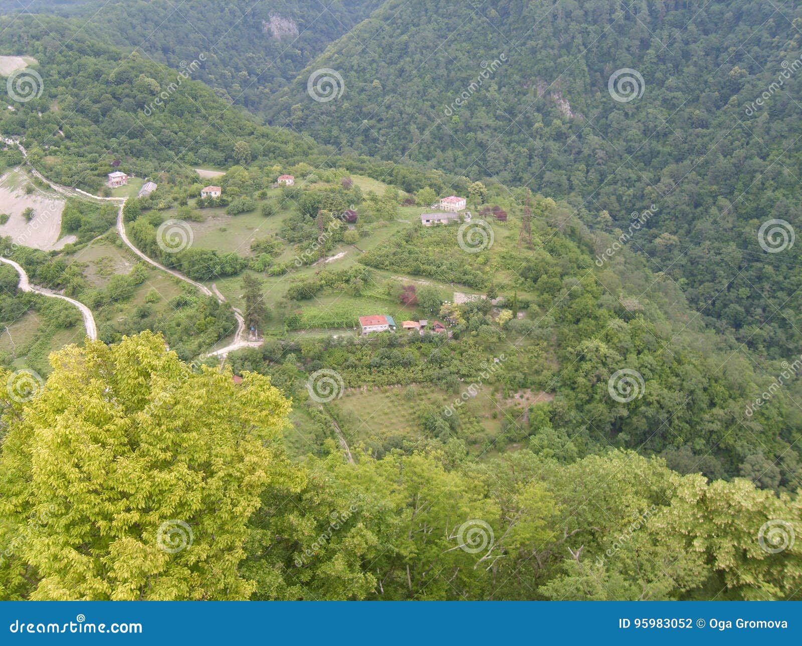 Top View of Small Village in the Mountains Stock Photo - Image of ...