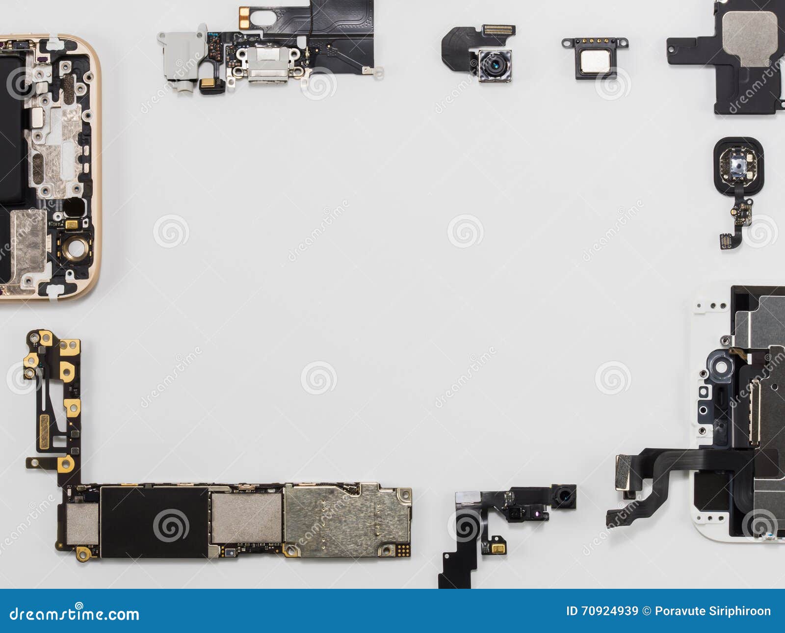 Top View of Smart Phone Components Isolate Stock Image - Image of ...