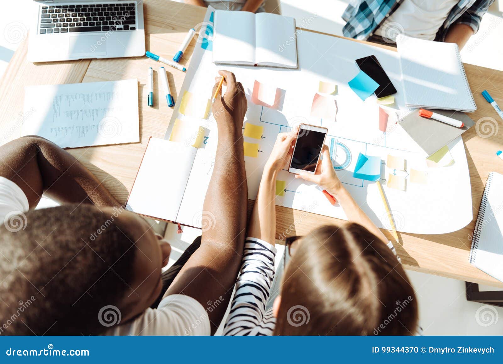 Top View of Smart Students Working on the Project Stock Photo - Image ...
