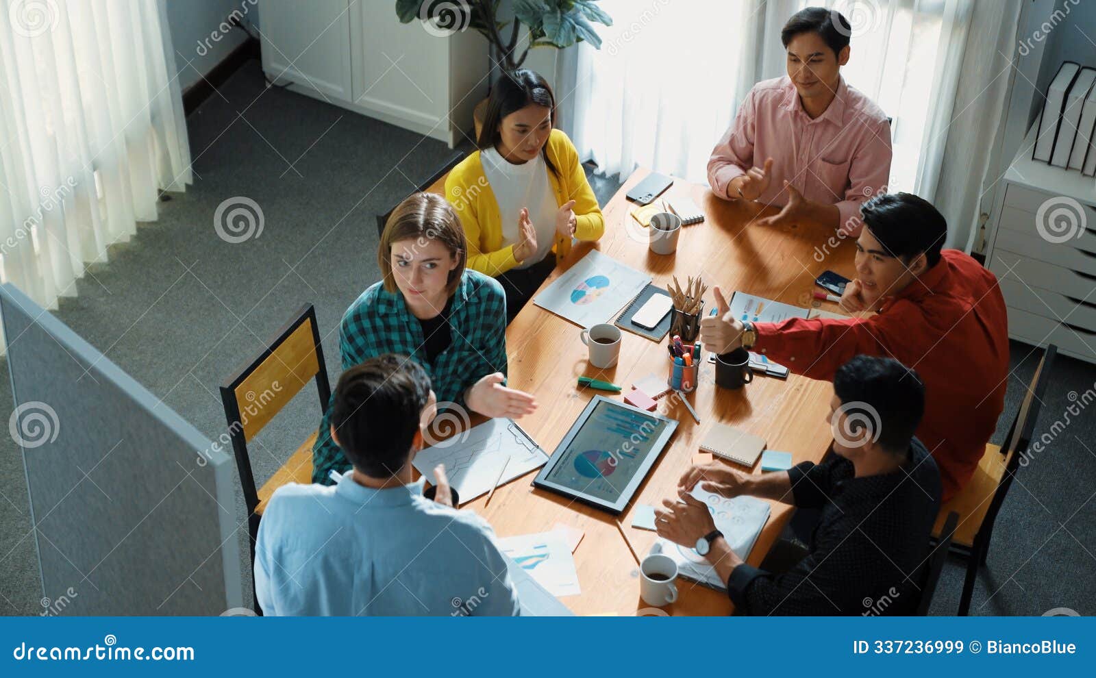 Top View of Smart Team Clapping Hands while Manager Present Idea ...
