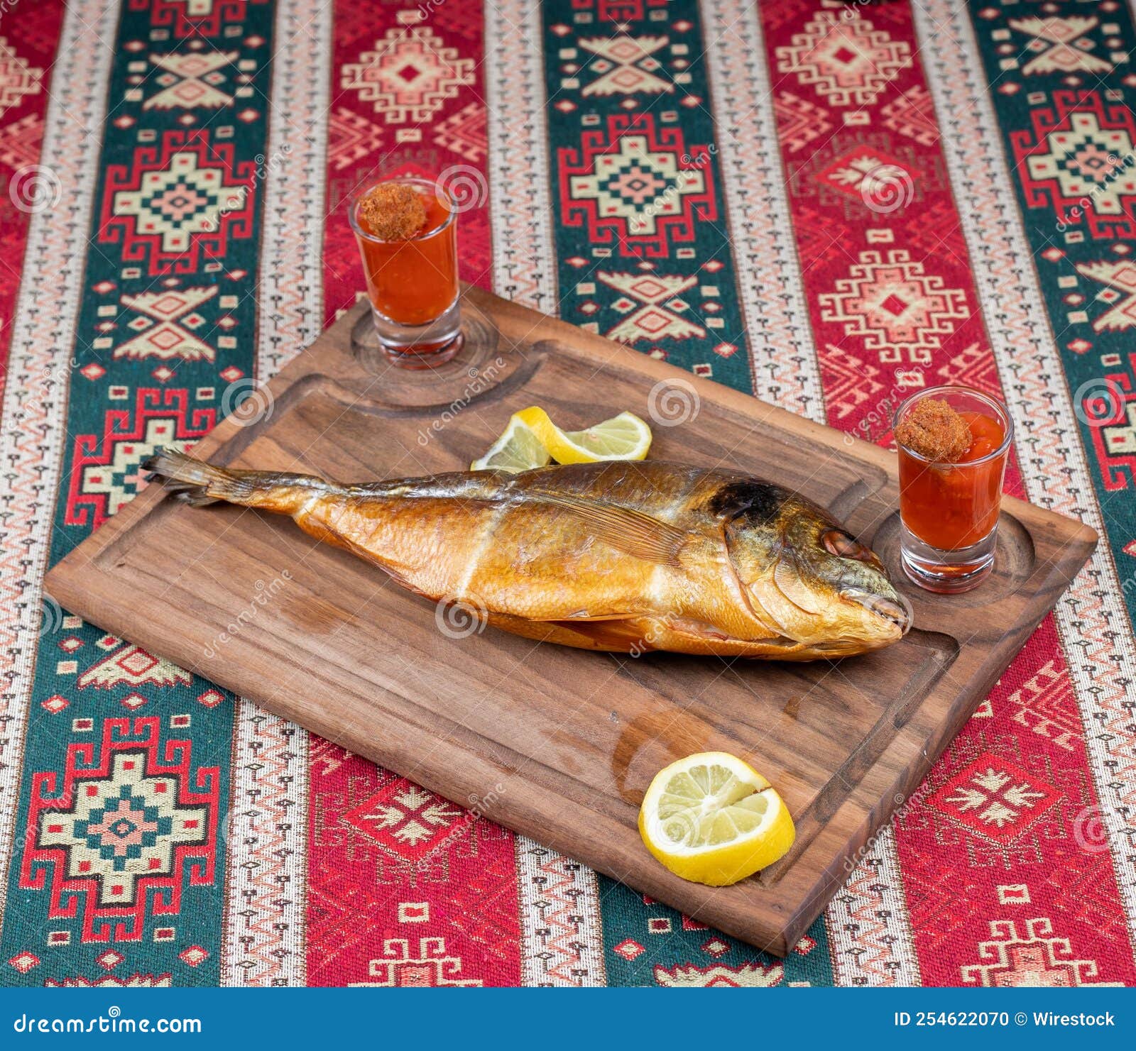 Top View of Smoked Fish on a Table Stock Photo - Image of cooking, food ...