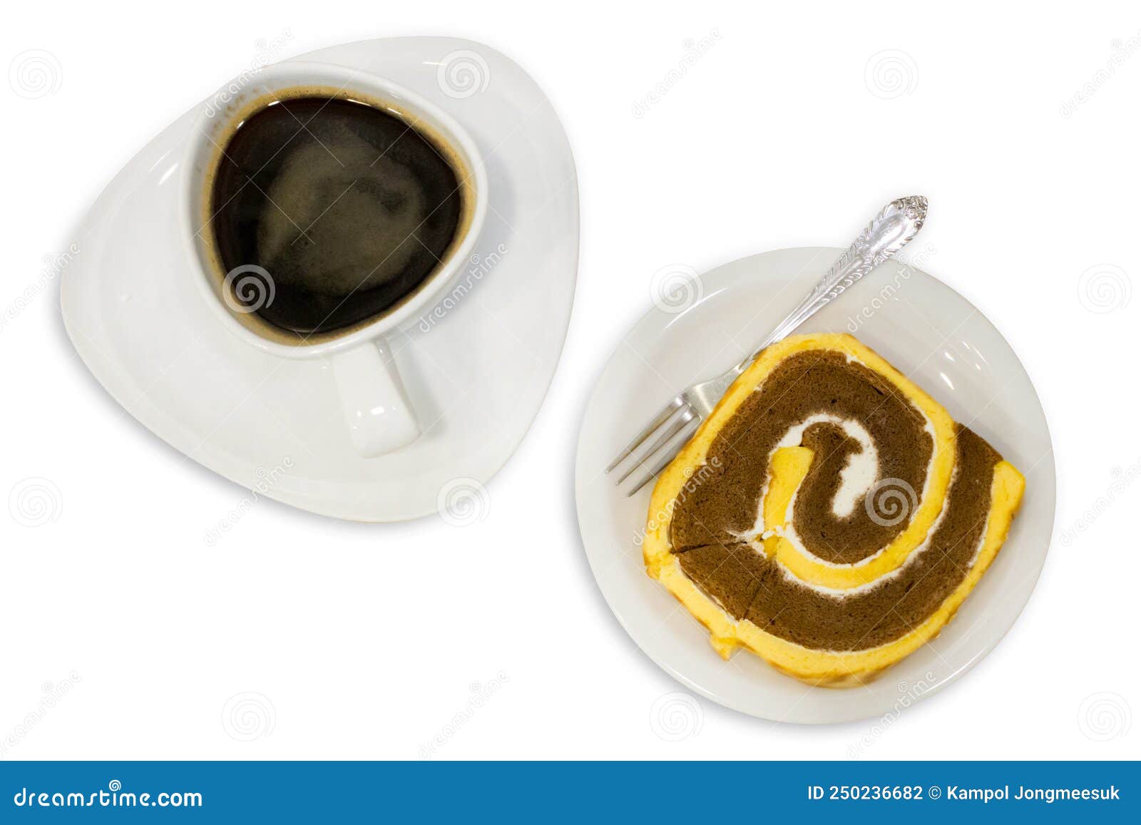 Top View of Soft Cake and Coffee, Focus Selective Stock Photo - Image ...