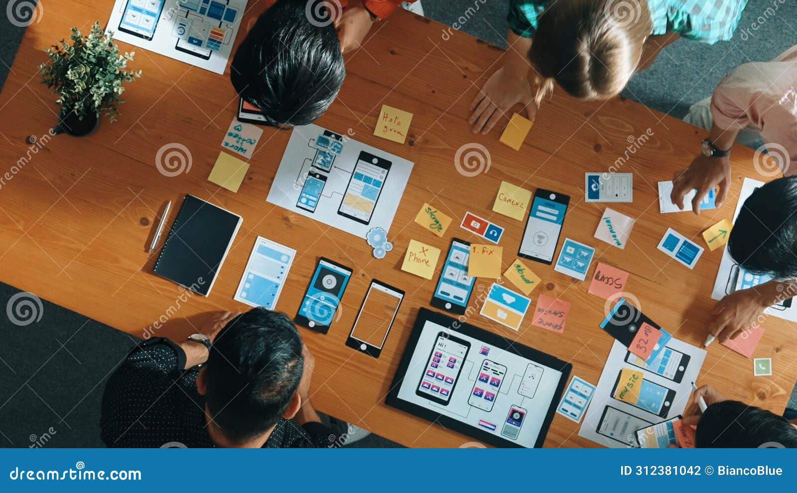 Top View of Software Developer Team Looking Ux Design from Tablet. Convocation. Stock Photo ...