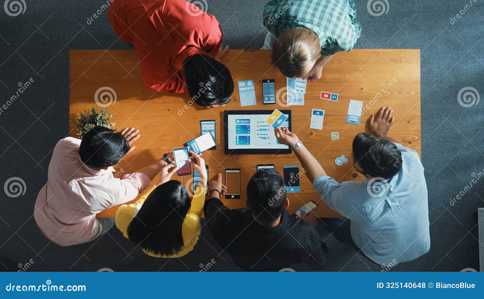 Top View of Software Developer Team Looking Ux Design from Tablet. Convocation. Stock Photo ...