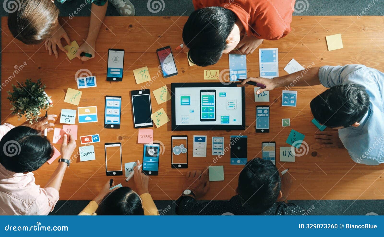 Top View of Software Developer Team Looking Ux Design from Tablet. Convocation. Stock Photo ...