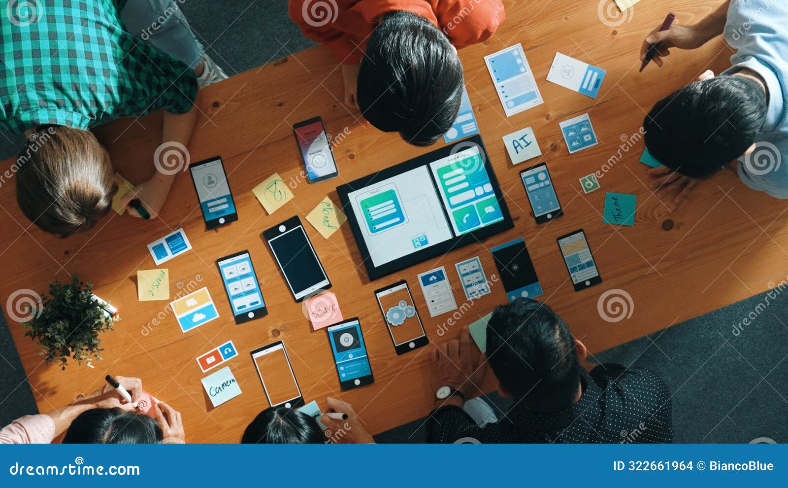 Top View of Software Developer Team Looking Ux Design from Tablet ...