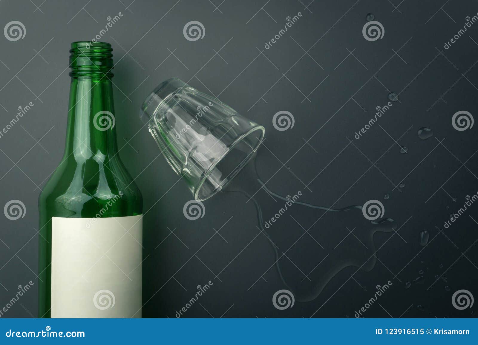 Top View Of Soju Bottle With Glass Stock Image Image Of Distilled Empty 123916515
