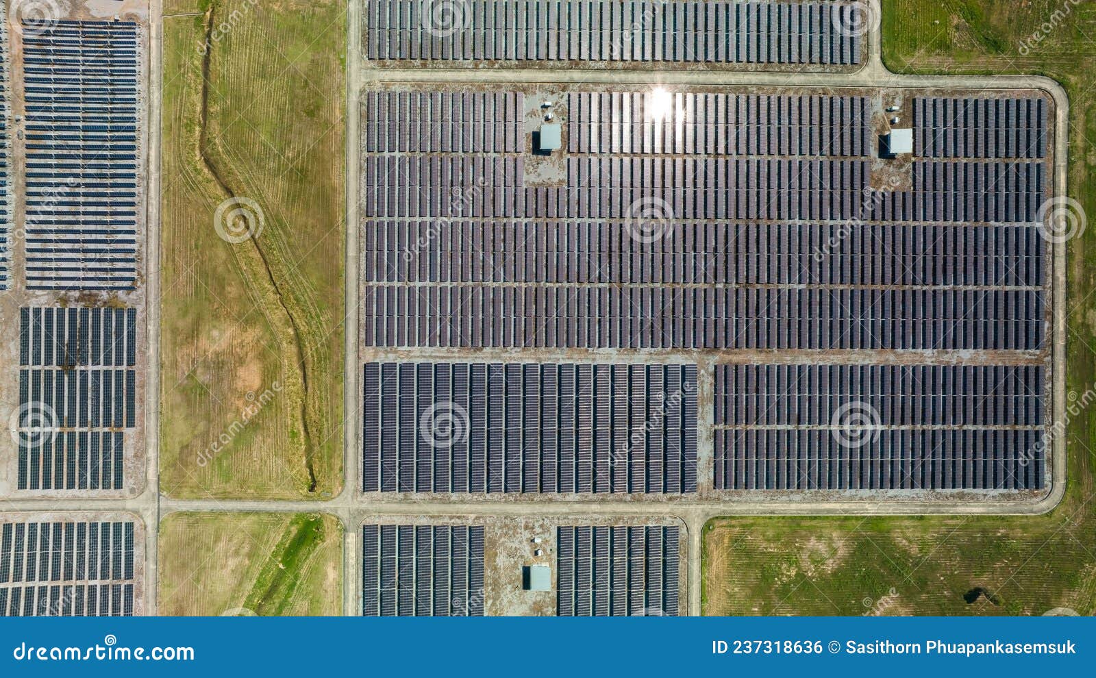 Top View of Solar Panel, Solar Farm Construction Renewable Energy a ...