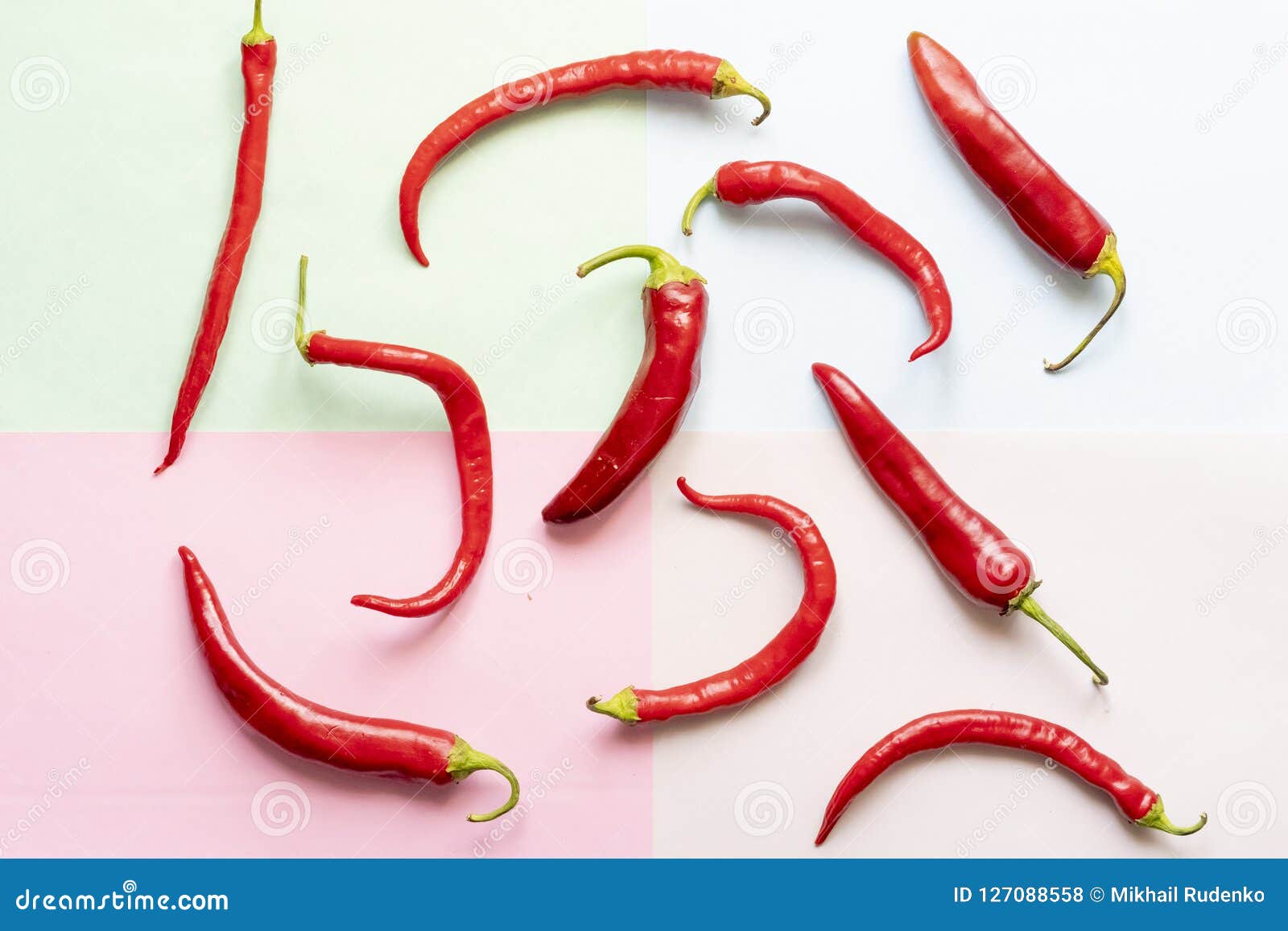 Top View of Some Red Chilli Pepper with Square Frame on Top of Soft ...