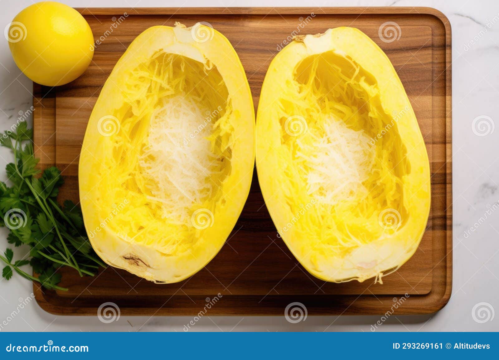 Top View of a Spaghetti Squash Cut in Half Stock Image - Image of ...