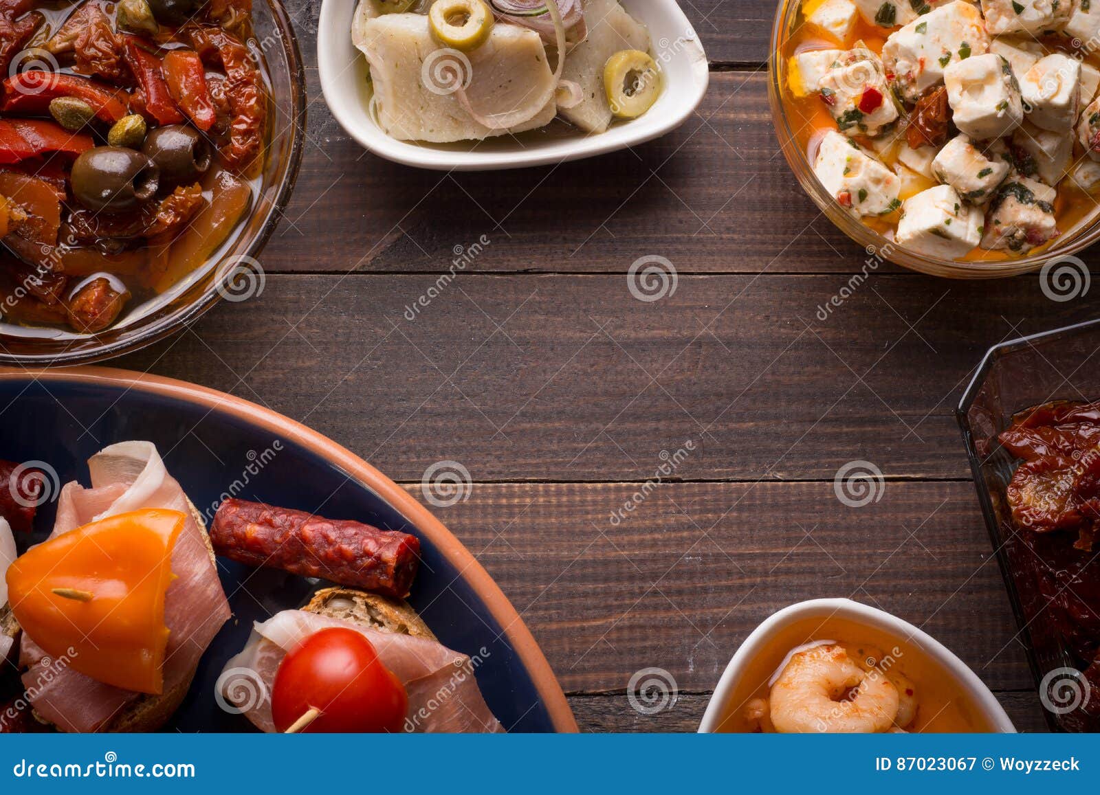 Top View of Spanish Tapas Starters Stock Image - Image of space ...