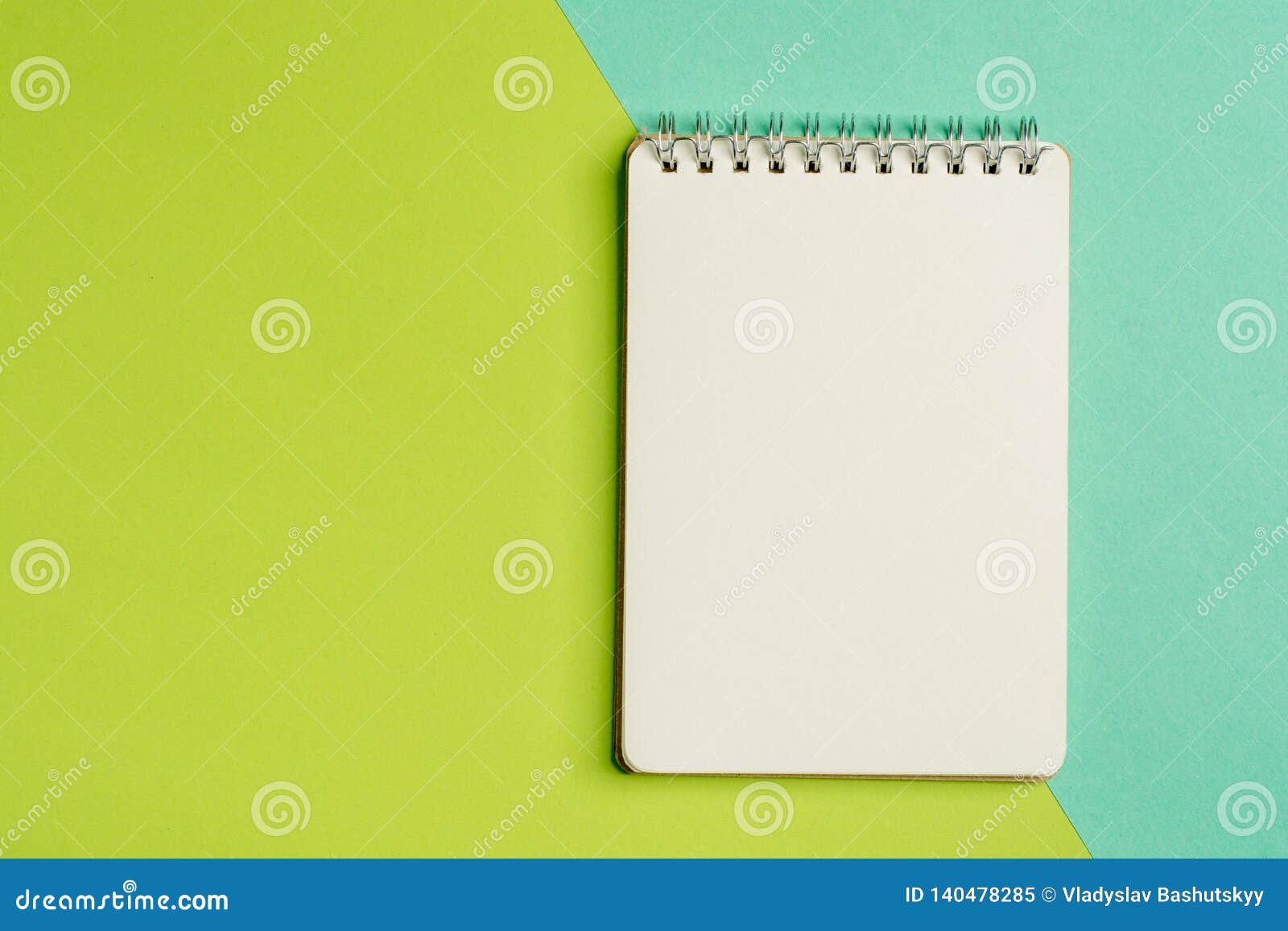 Top View of Spiral Notepad on Colored Surface. Flat Lay Style with ...